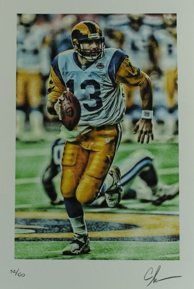 Kurt Warner Rams Limited Edition 12x18 Lithograph #32/50