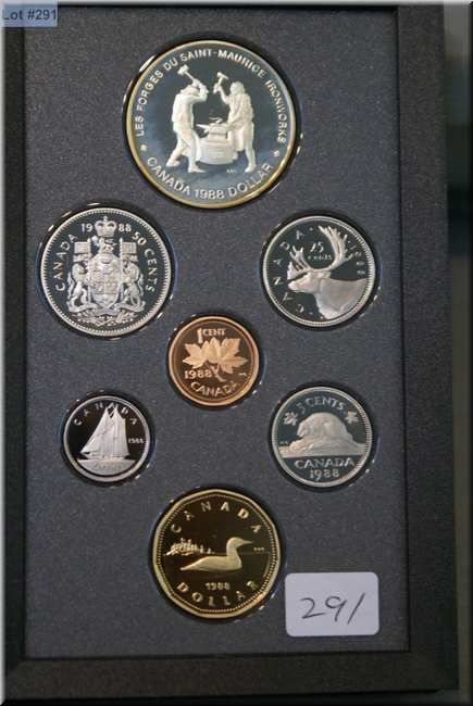 Cased Royal Canadian Mint 1988 proof coin set including Les Forges Du ...