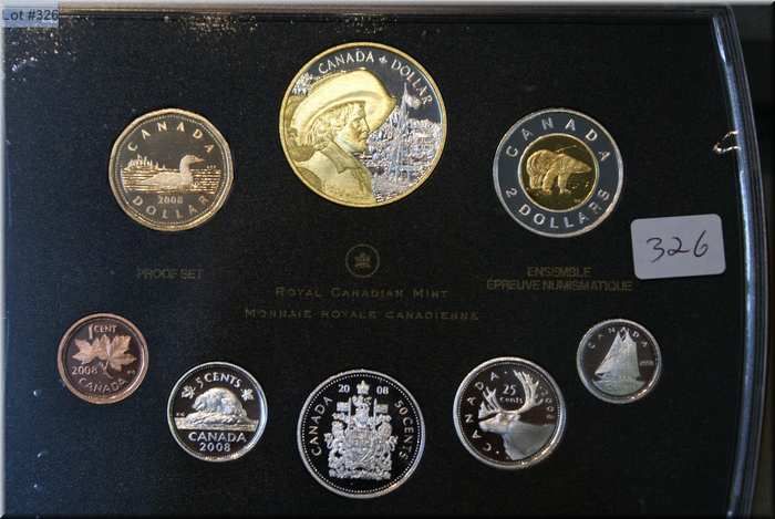 Cased Royal Canadian Mint 2008 proof coin set including silver Echoes ...