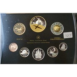 Cased Royal Canadian Mint 2009 proof coin set including silver coin commemorating the 100th year of