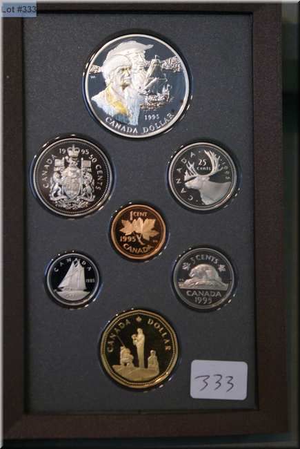 Cased Royal Canadian Mint 1995 proof coin set including silver Peace ...
