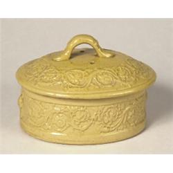 19th century english yellow ware covered box…
