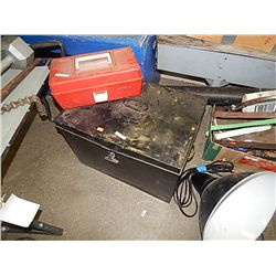 RED TACKLE BOX & BLACK METAL BOX