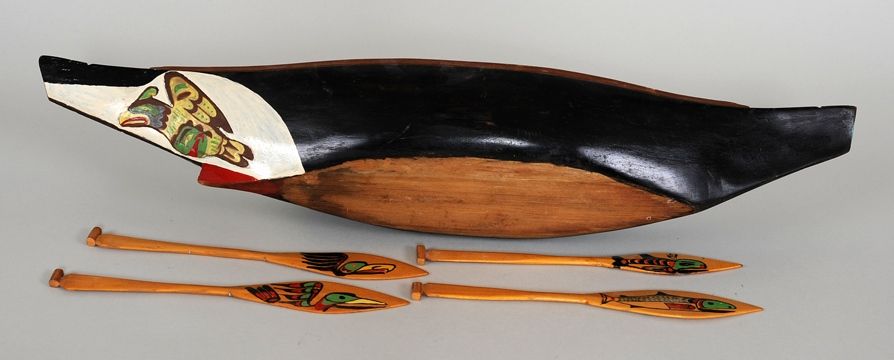 Haida Model Canoe with Painted Design 23 1/4" L. 5" W. Good Condition ...