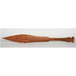 19TH C. Tlingit Dance Paddle Carved On One Side with a Painted Design ...