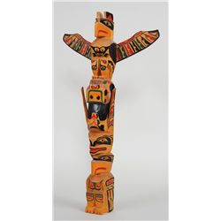 Northwest Coast Totem with Carved Thunderbird, Killer Whale and Eagle ...