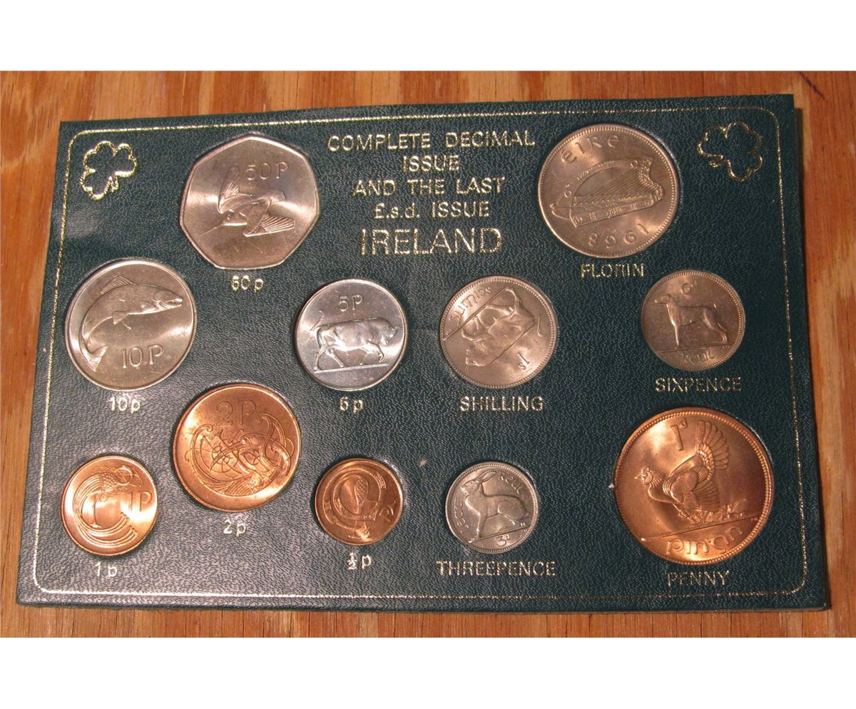 90. Complete Decimal Issue and last £.s.d. Issue for Ireland – 11 coin ...