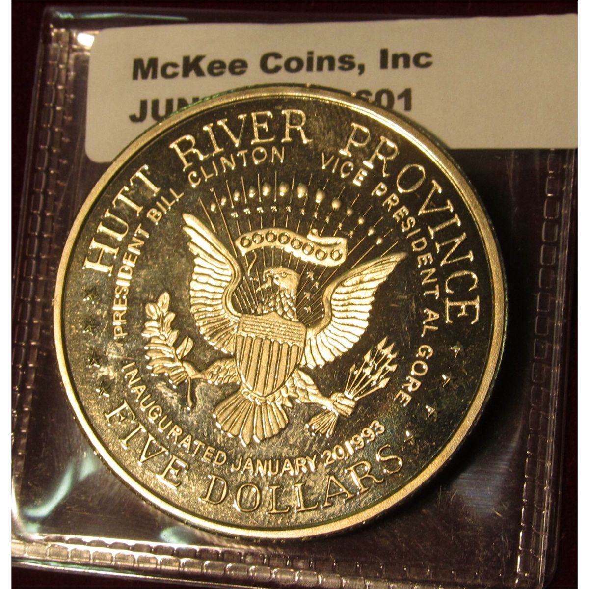 601. 1993 Hutt River Province commemorative $5 coin – President Bill ...