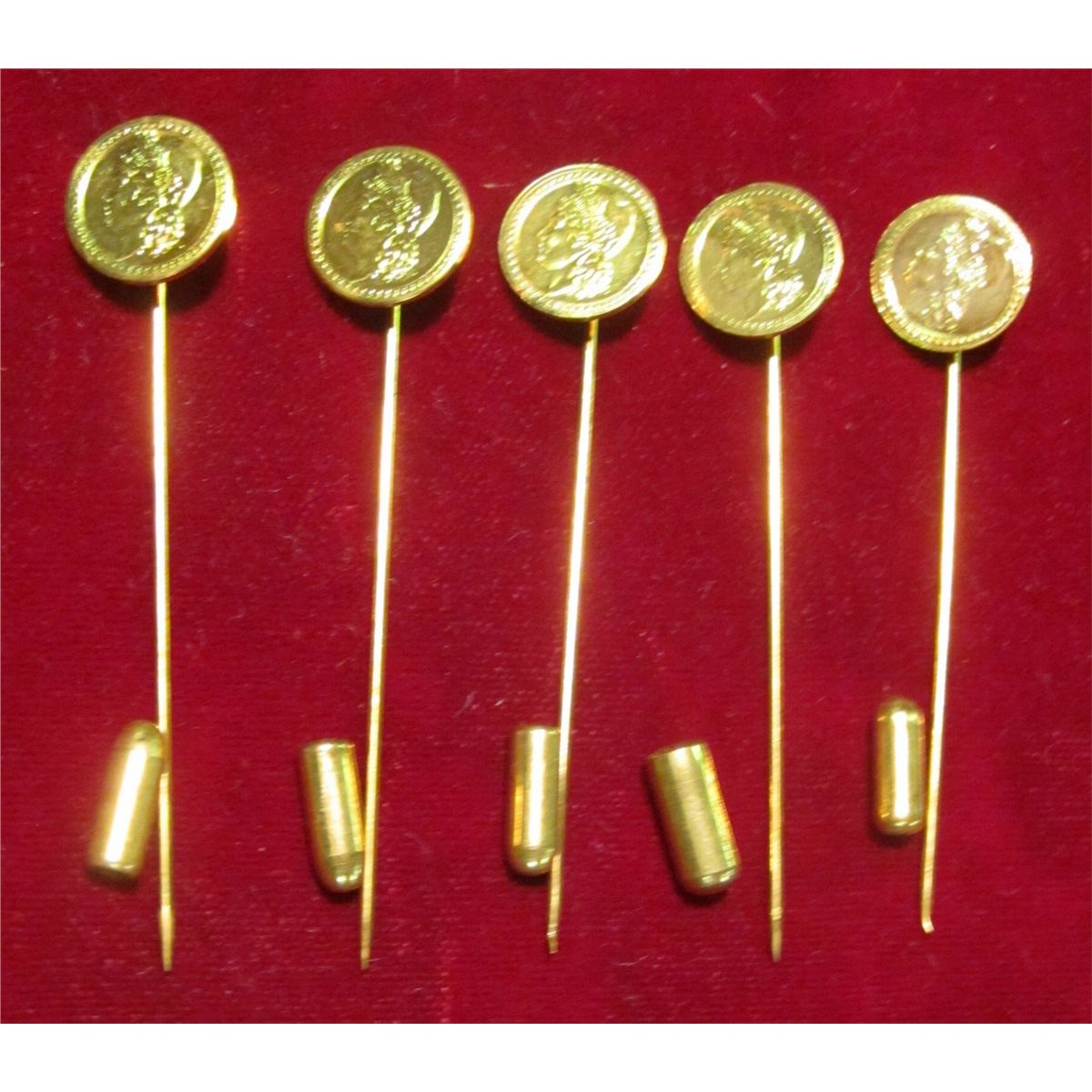 833. (5) Antique Gold toned California Pioneer Fractional Gold Coin ...