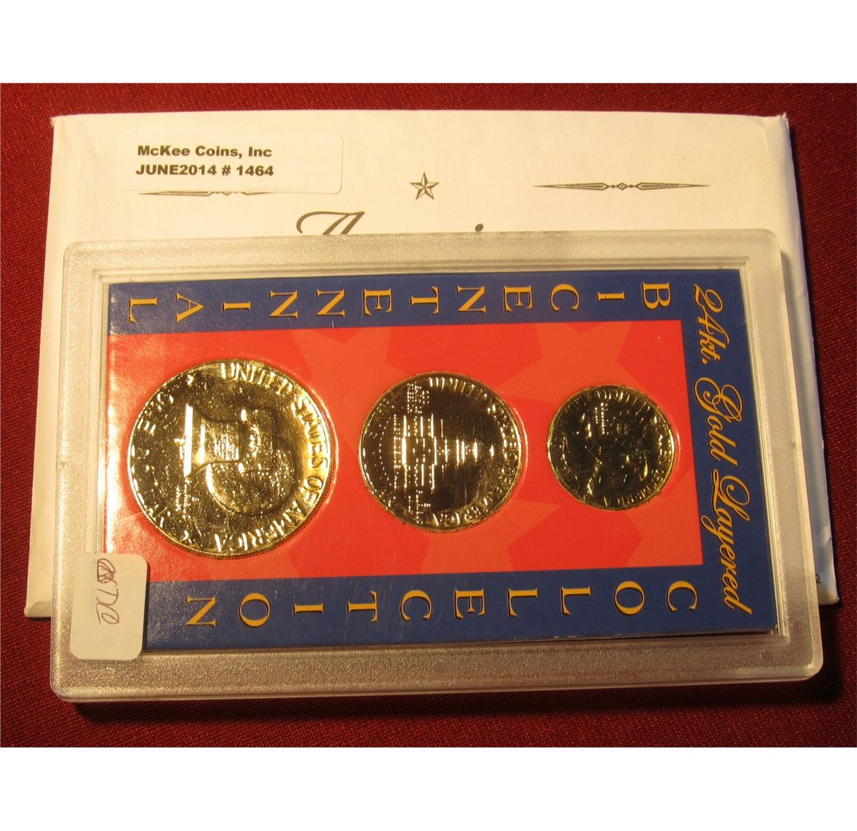1464. 1776-1976 Three-Piece 24K Gold-plated Bicentennial Set of U.S ...