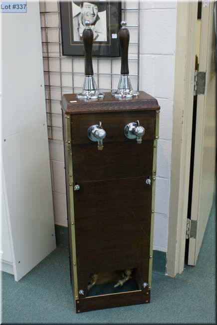Antique oak cased two door beer engine