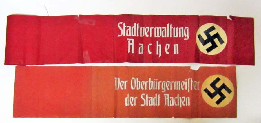 GERMAN NAZI 2 PART FUNERAL SWASTIKA SASHES