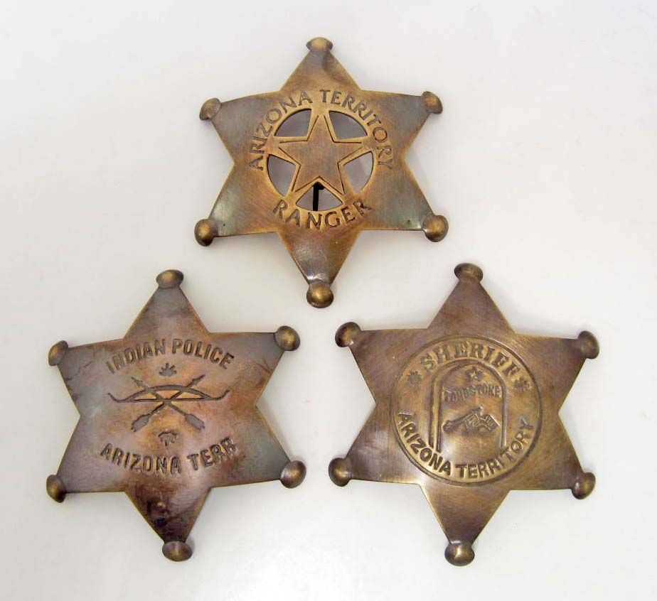 LOT OF 3 OLD WEST STYLE LAW BADGES
