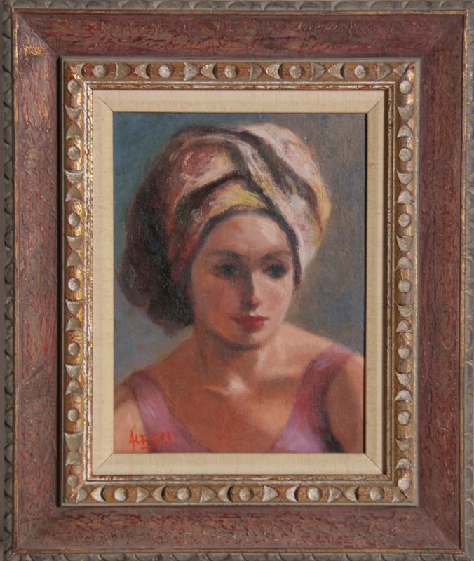 Philippe Alfieri, Portrait of Woman in Pink, Oil Painting