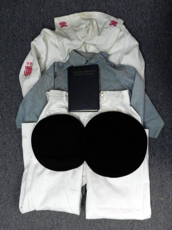 WWII U.S. MERCHANT SEAMAN GROUPING-UNIFORM-MANUAL HATS+