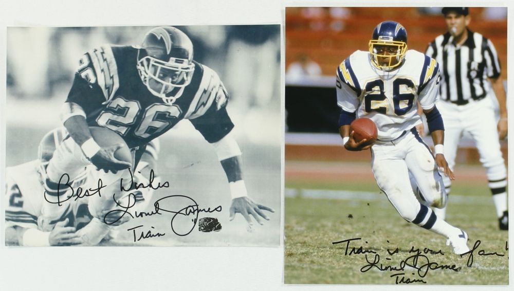 Lot of (2) Lionel James Signed Chargers 8x10 Photos Inscribed "Best ...