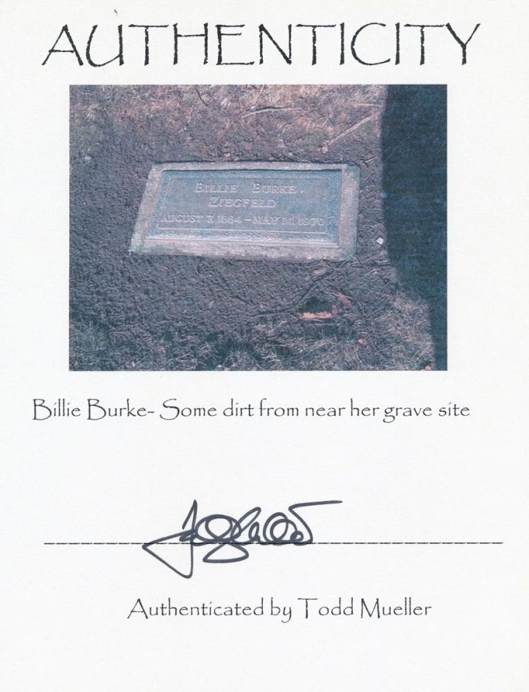 Billie Burke Relic Photo with Some Dirt From Near Her Gravesite