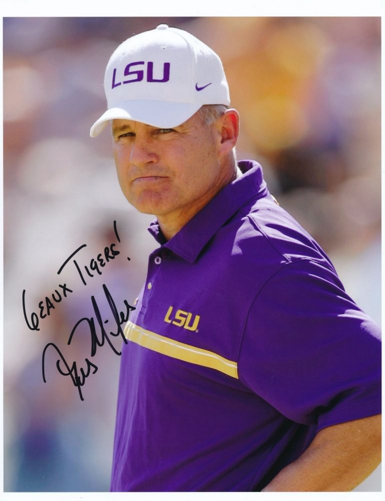 Les Miles Signed LSU 8x10 Photo Inscribed "Geaux Tigers!" (PA LOA)