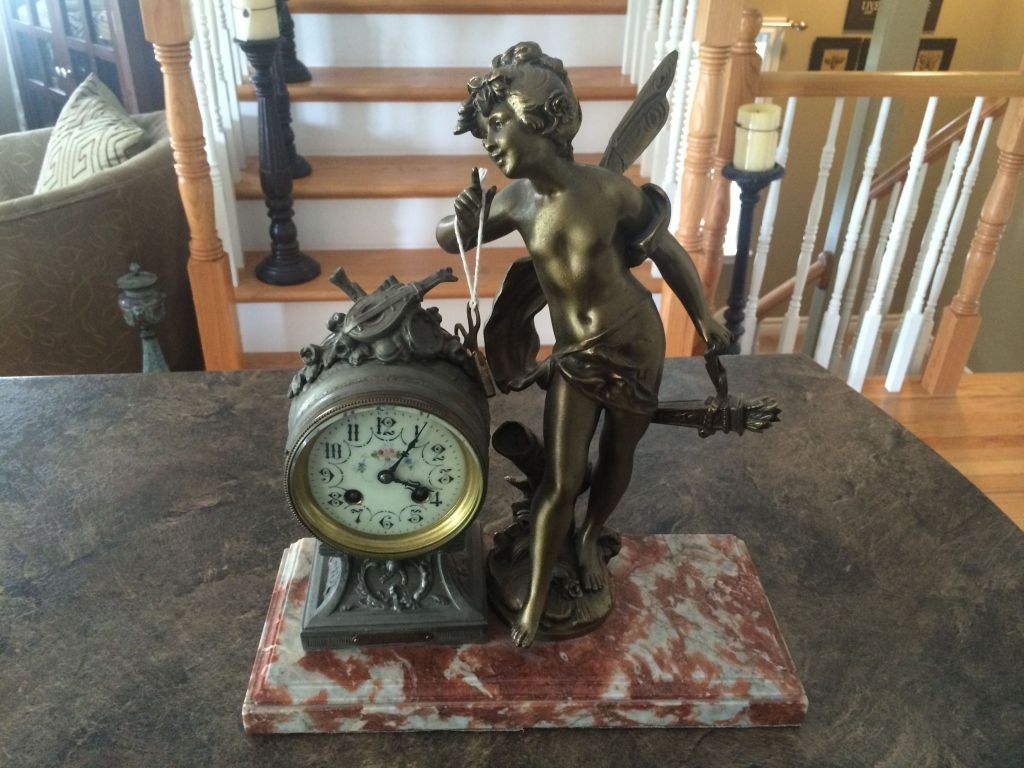 Auguste Moreau (1885 - 1919) Figural Clock With Marble Base and ...