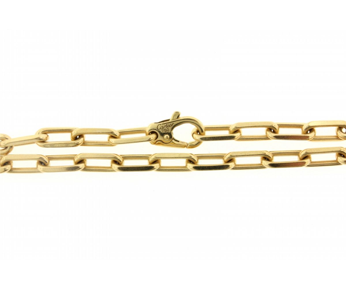CHAIN: [1] Cartier 18kyg Santos Dumont chain 22.0" long, 5.6mm wide ...