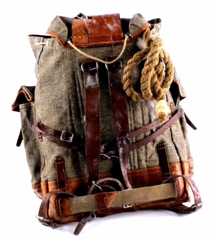 Antique Mountaineering Backpack with Rope This lot