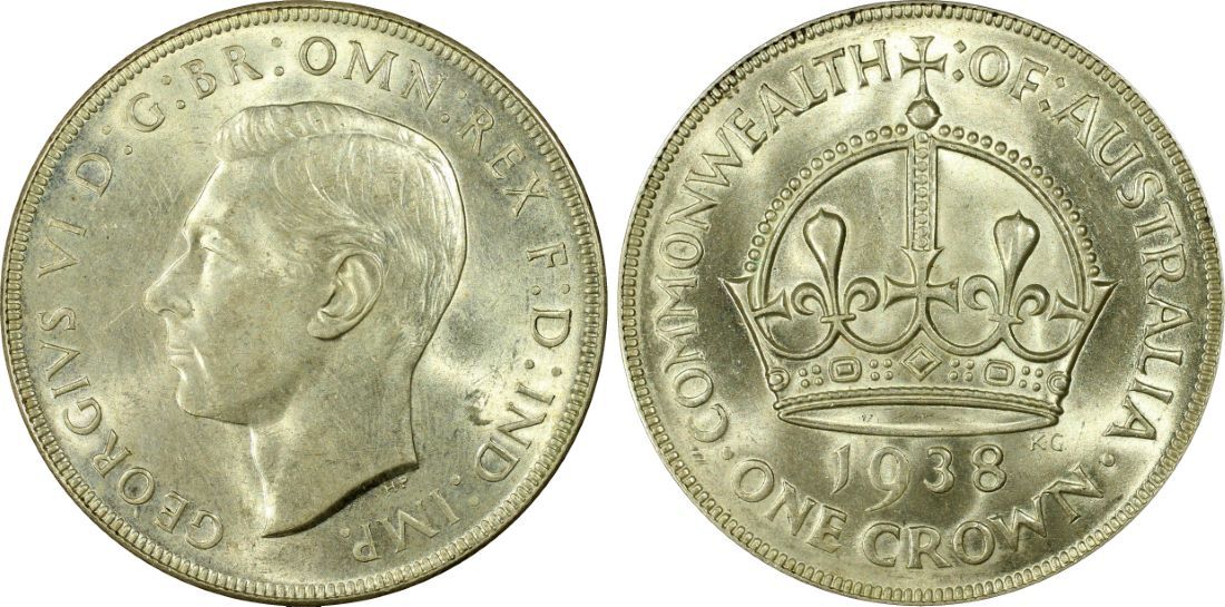 Australia 1938 Crown PCGS AU 58 Australia 1938 Crown PCGS AU 58