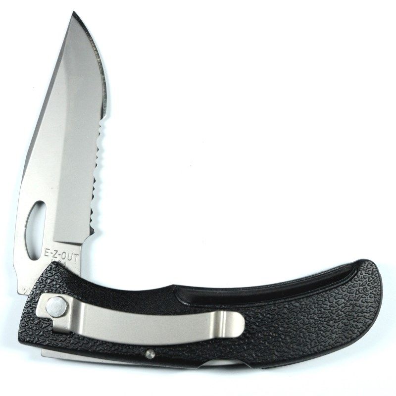 Gerber E-Z Out Serrated 4.5" Thumb Slot Black Zytel Pocket Knife.