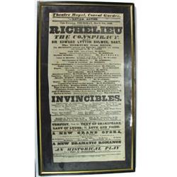 Framed 1839 Theatre Royal Covent Garden poster…