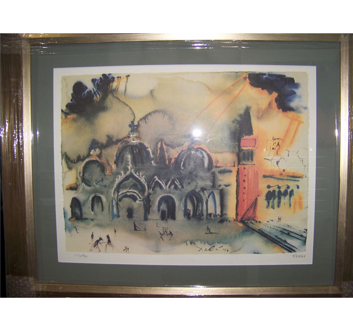 SALVADOR DALI LITHOGRAPH "VENICE" LIMITED EDITION #2736/4900. CUSTOM FRAMED