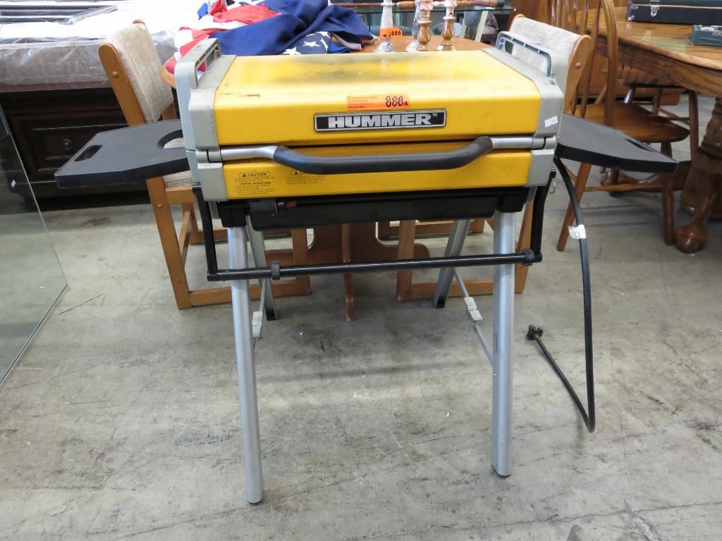 Hummer brand propane barbecue, on stand