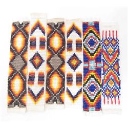 LOT OF 6 NATIVE AMERICAN SEED BEAD BEADWORK STRIPS - 1" BY 5"
