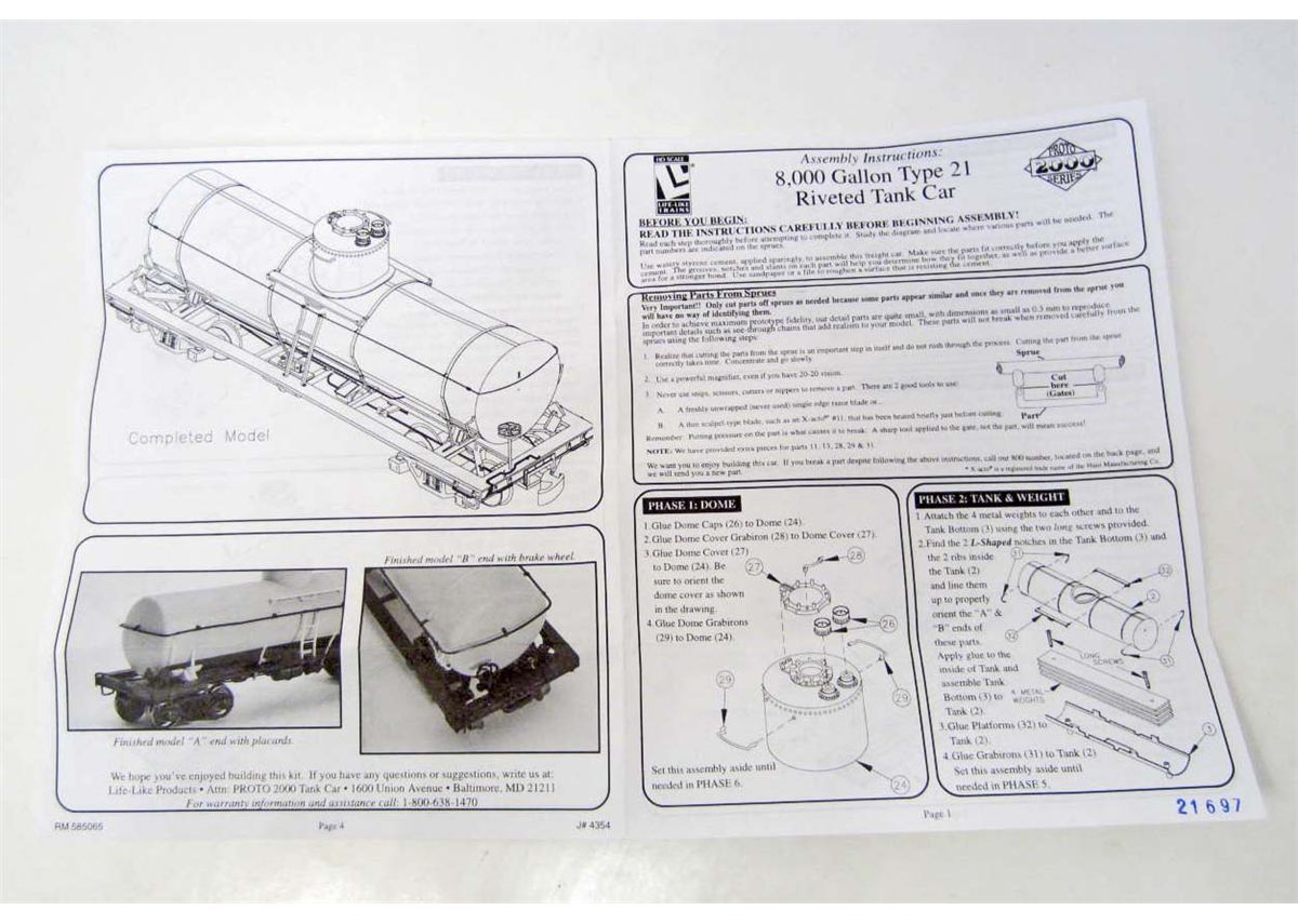 PROTO 2000 LIMITED EDITION 8000 GALLON TYPE 21 RIVETED TANK CAR KIT
