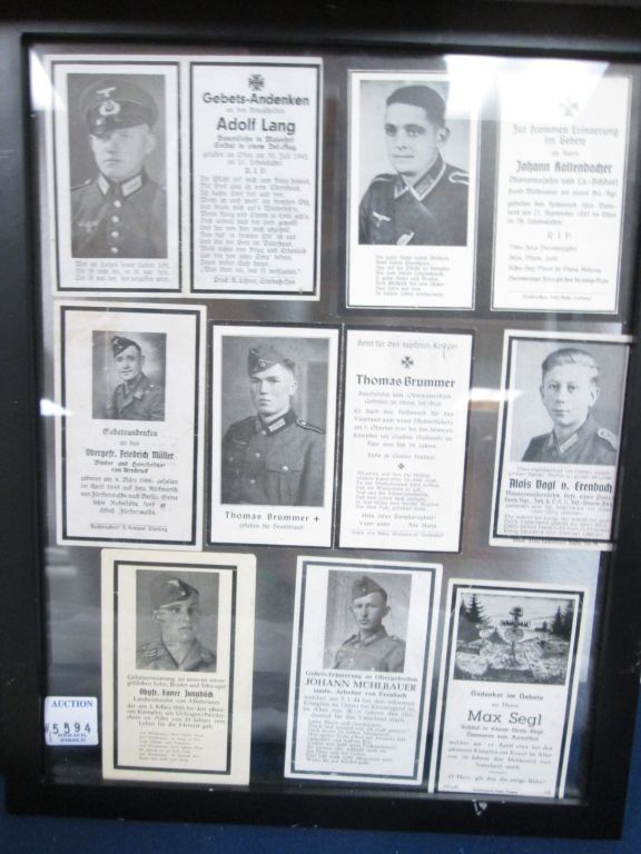 LOT OF 3 CASED GERMAN MILITARY DEATH CARDS & PHOTO