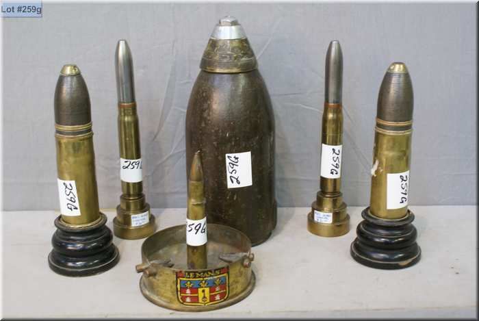 Tray Lot : (2) WW II .20 MM Shells Made in Lighters - Lemans France ...