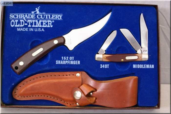 Schrade Old Timer Gift Set, [ as new in orig box, include : sharp ...