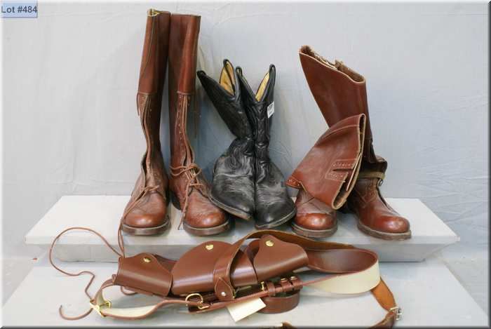 Box Lot : Sam Browne Leather belt holster, pouch & harness - Two Pairs ...