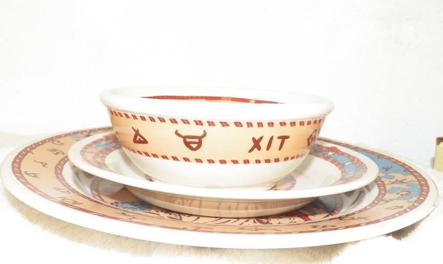 Homer Laughlin Cowboy PIPESTONE Row Camp China Set includes 2- Large 11 ...