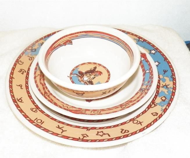 Homer Laughlin Cowboy PIPESTONE Row Camp China Set includes 2- Large 11 ...