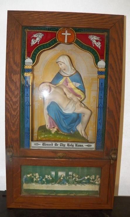 Antique Viaticum Oak Last Rites Wall Altar Religious wall niche used as ...