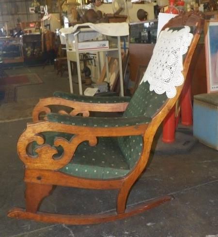 Antique Lincoln Rocker Victorian Mahogany Upholstered Parlor Rocking ...