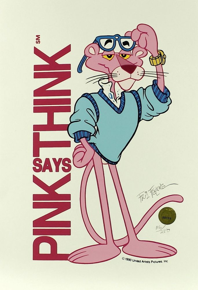Friz Freleng Signed "Pink Says Think" Pink Panther Serigraph on ...
