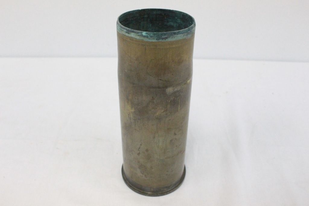 Vintage Brass Artillery Shell Casing (9" long 3.75 bottom diameter)
