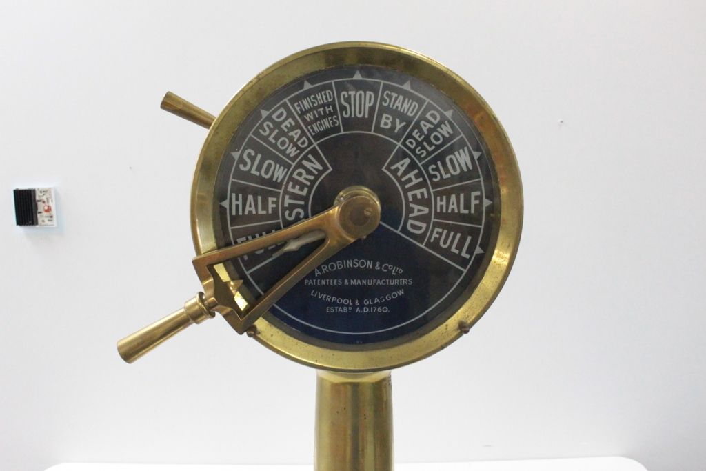 Antique Solid Brass Engine Speed Telegraph (44.5" high 14" diameter dial)