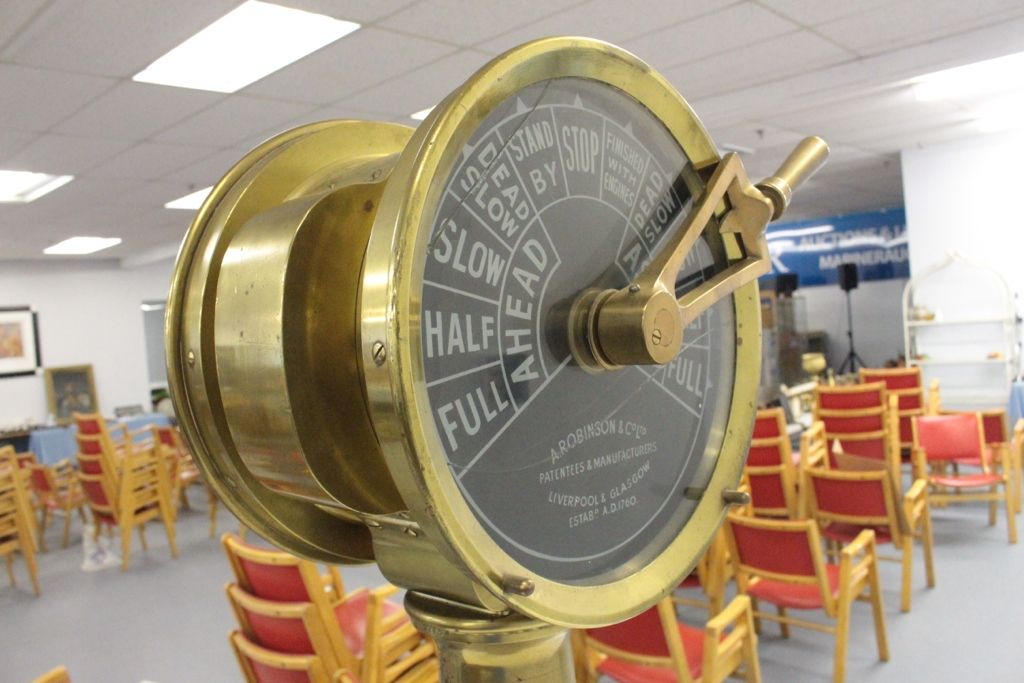 Antique Solid Brass Engine Speed Telegraph (44.5" high 14" diameter dial)