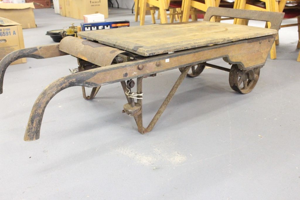 Antique Industrial 2 Wheel Dolly Weight Scale