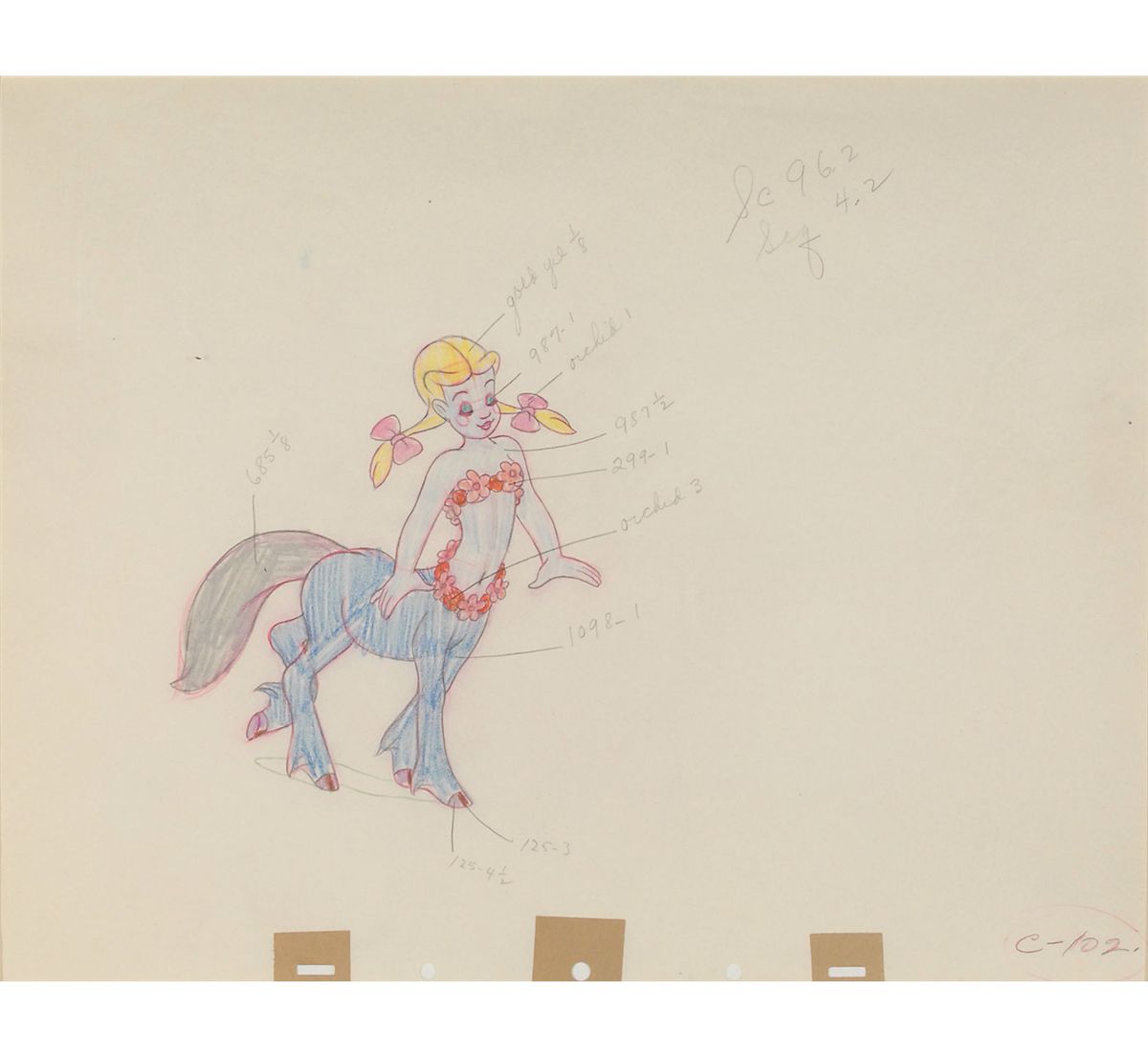 Centaurette production drawing from Fantasia