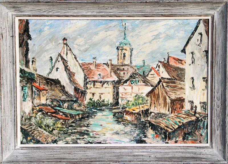 Fred Roner, French Village, Oil Painting