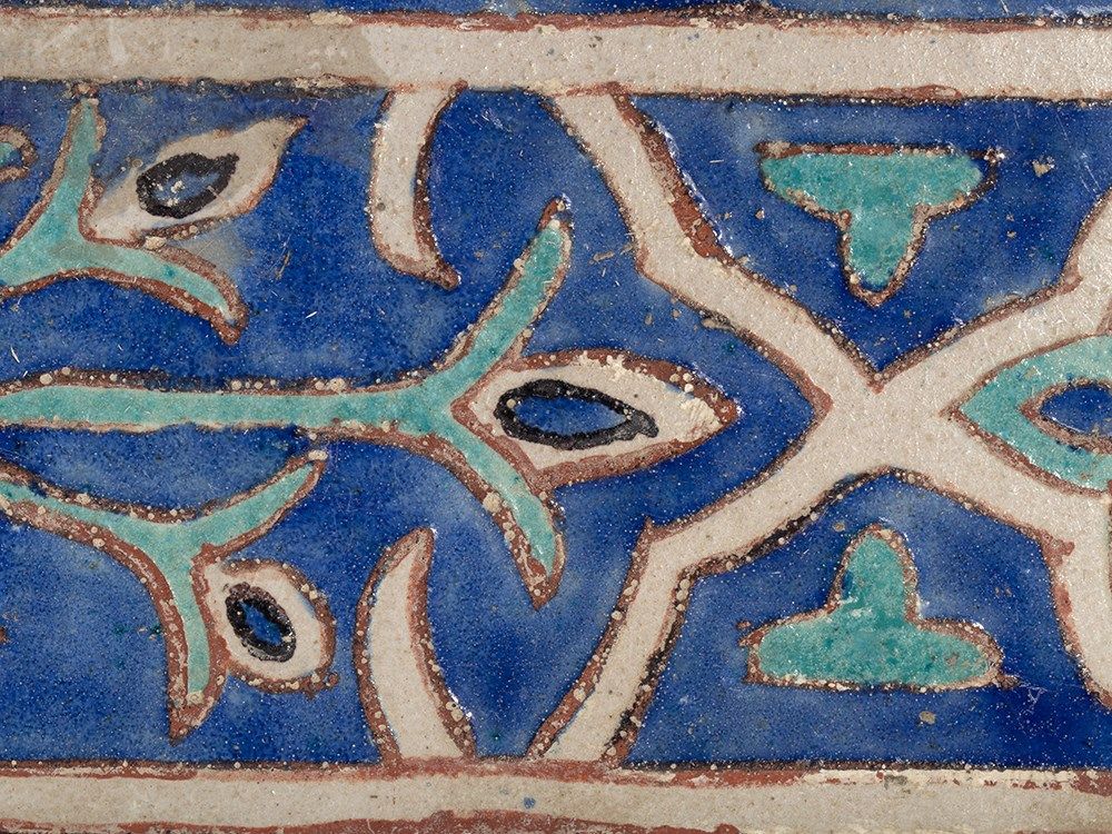 Timurid Cuerda Seca Pottery Tile, Samarkand, 15th Century