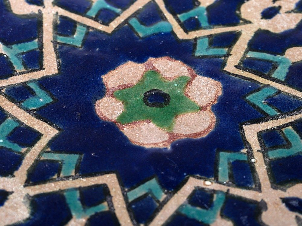 Timurid Cuerda Seca Pottery Star Tile, Samarkand, 15th Century