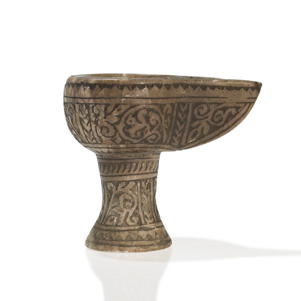 Large Alabaster Oil Lamp, Herat/Afghanistan, 18th/19th Century